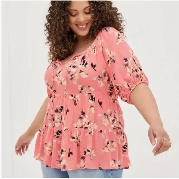 torrid | Tops | Torrid Size Babydoll Crinkle Gauze Tiered Top | Poshmark